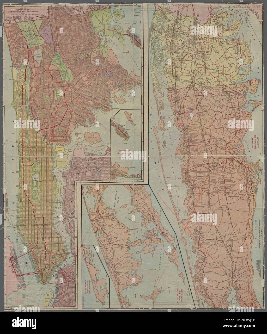 Map of Boroughs of Manhattan and the Bronx. Map of Nassau and Suffolk ...