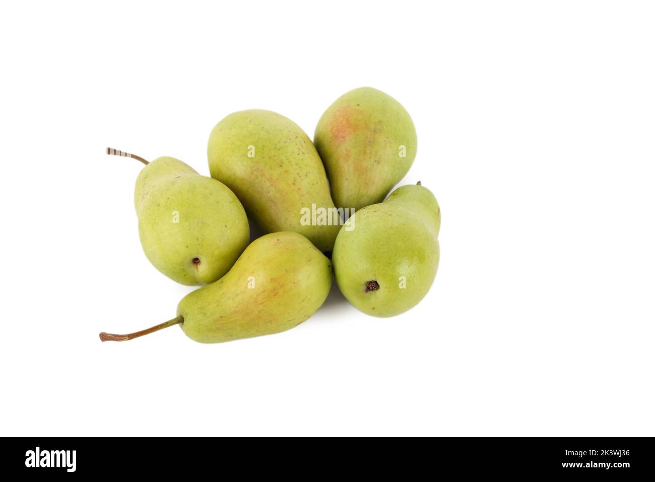 Five ripe pears with isolated on white Stock Photo - Alamy