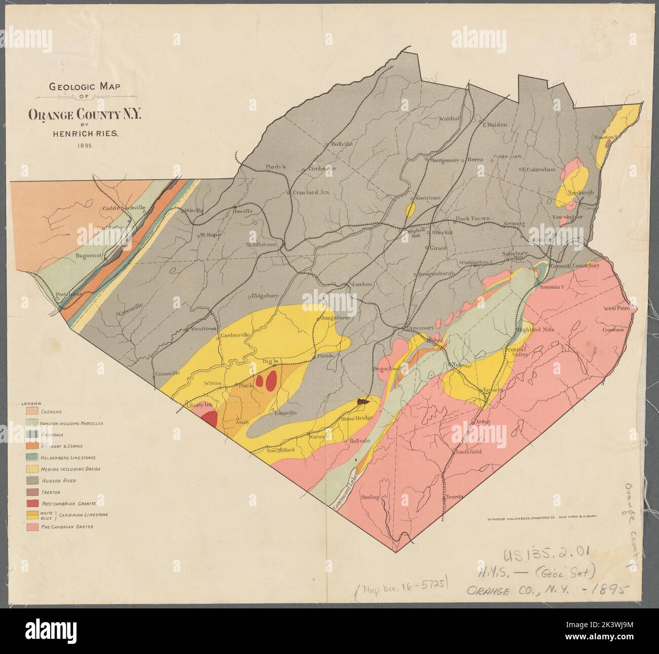 Geologic map of Orange County, N.Y. Cartographic. Maps, Geological maps. 1895. Lionel Pincus and ...