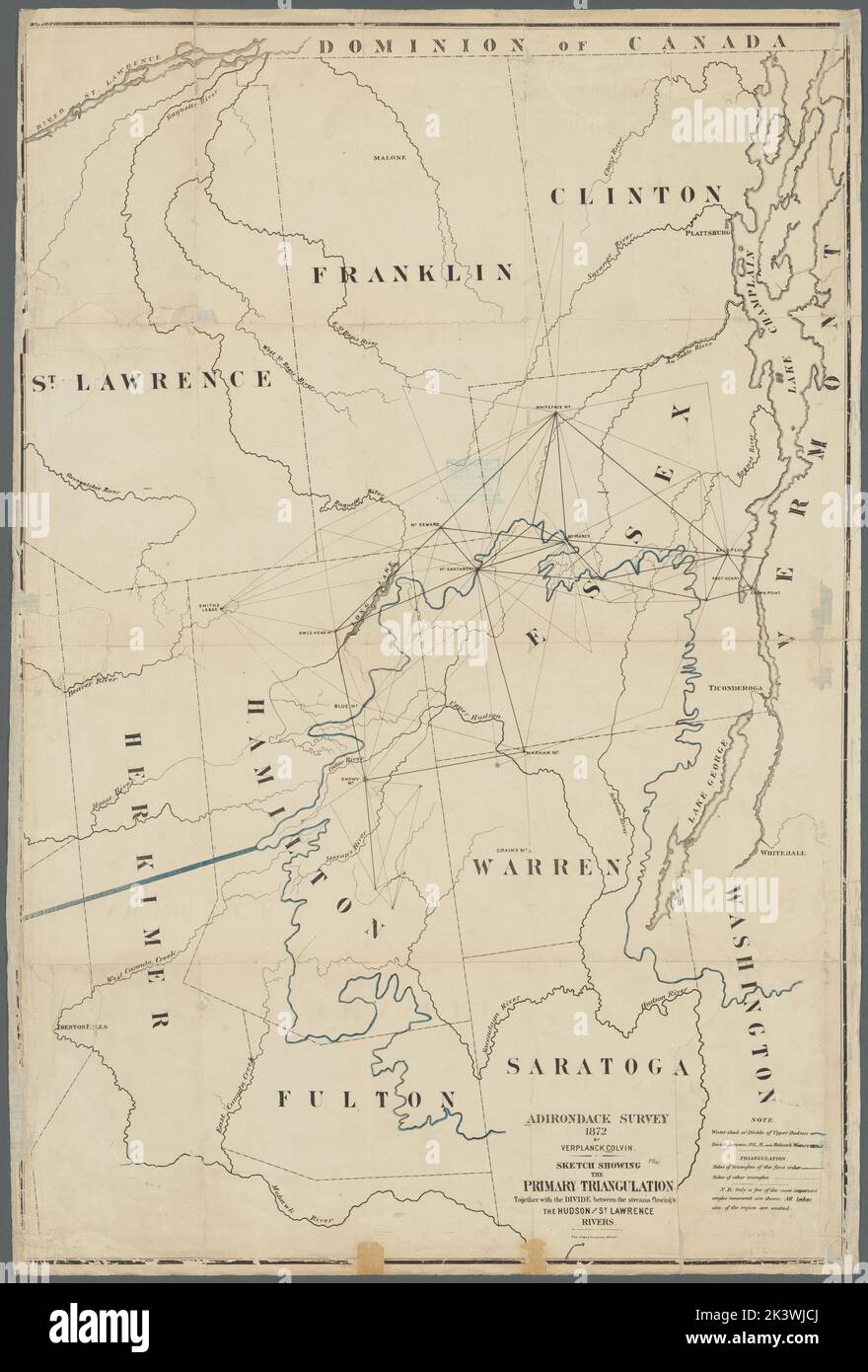 Sketch showing the primary triangulation, together with the divide ...