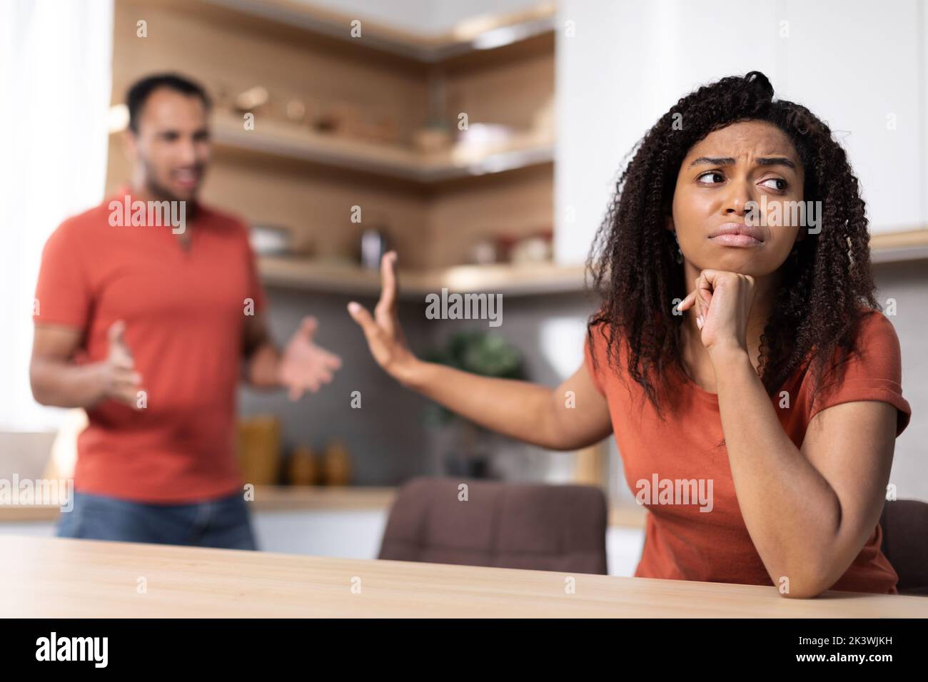 Sad Millennial Black Guy Swears At Wife Woman Ignores Quarrel In