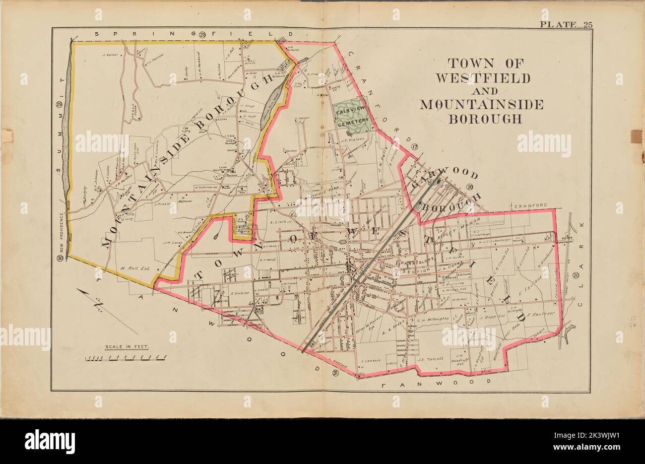 Union County, Double Page Plate No. 25 Map of town of Westfield and ...