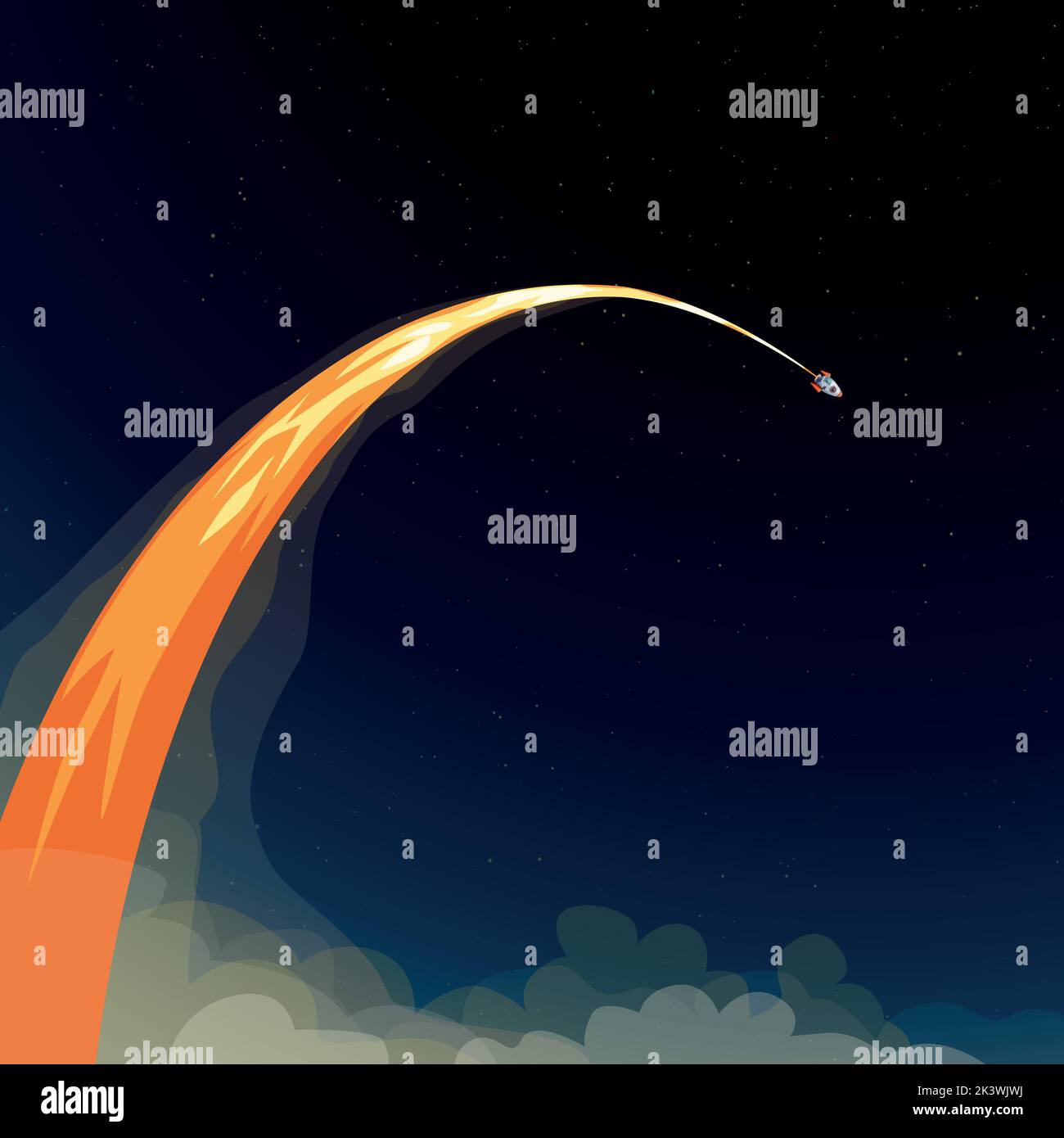 starting space rocket with long fire stream Stock Vector Image & Art ...