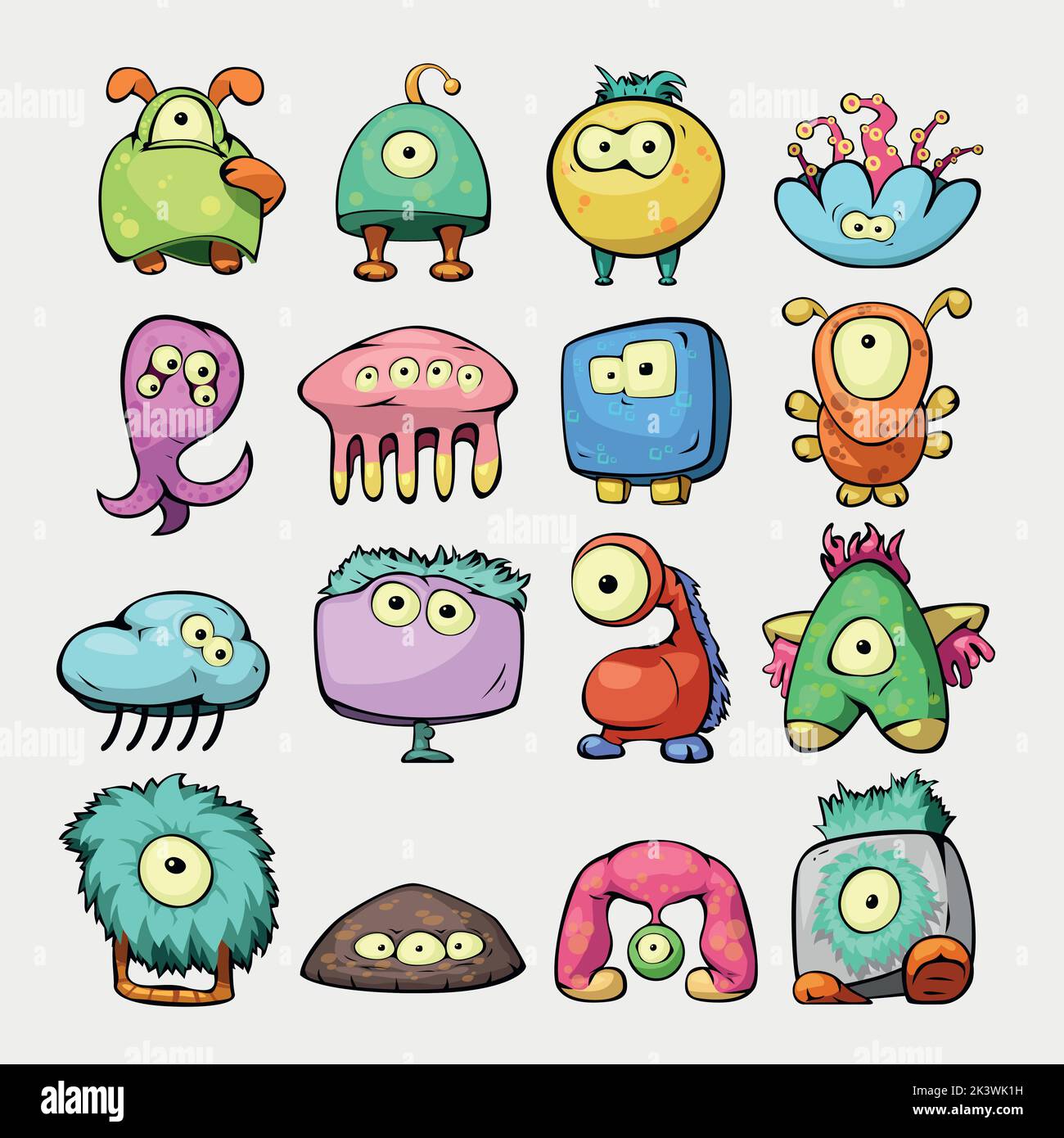 cute various monsters in set on white Stock Vector Image & Art - Alamy