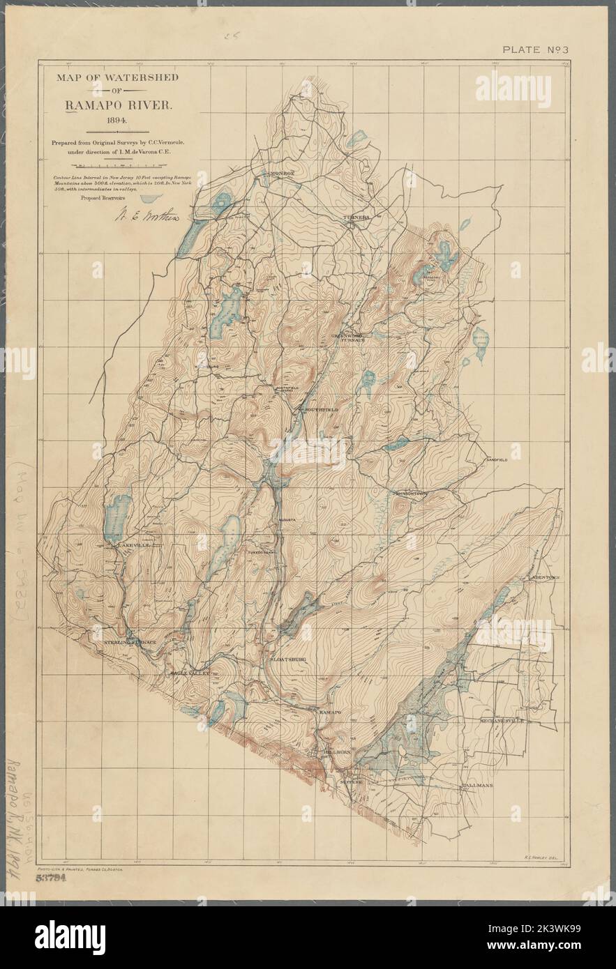 Map of watershed of Ramapo River Cartographic. Maps. 1894 - 1894 ...
