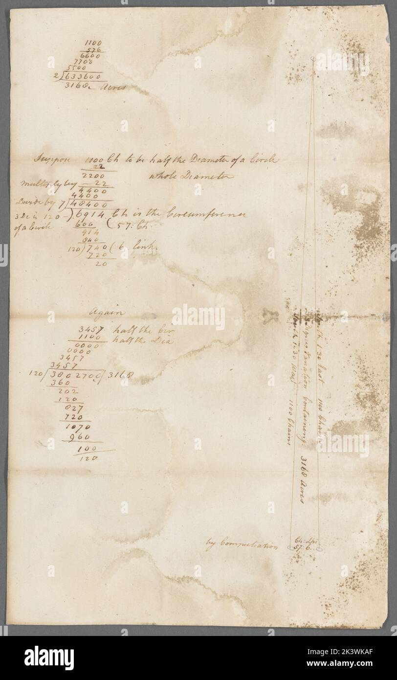 Computation of lands between two lines in Broad Street's patent 1786 ...