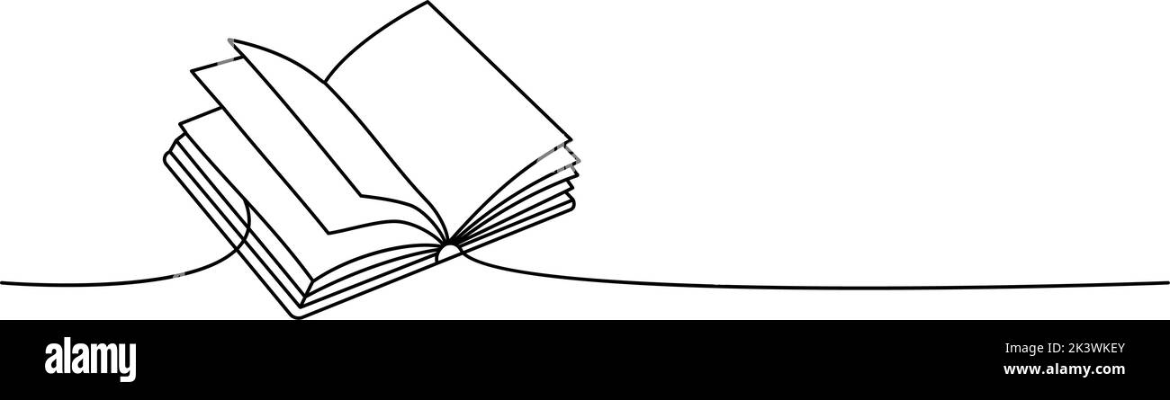 Closed book one line continuous drawing. Bookstore, library continuous ...