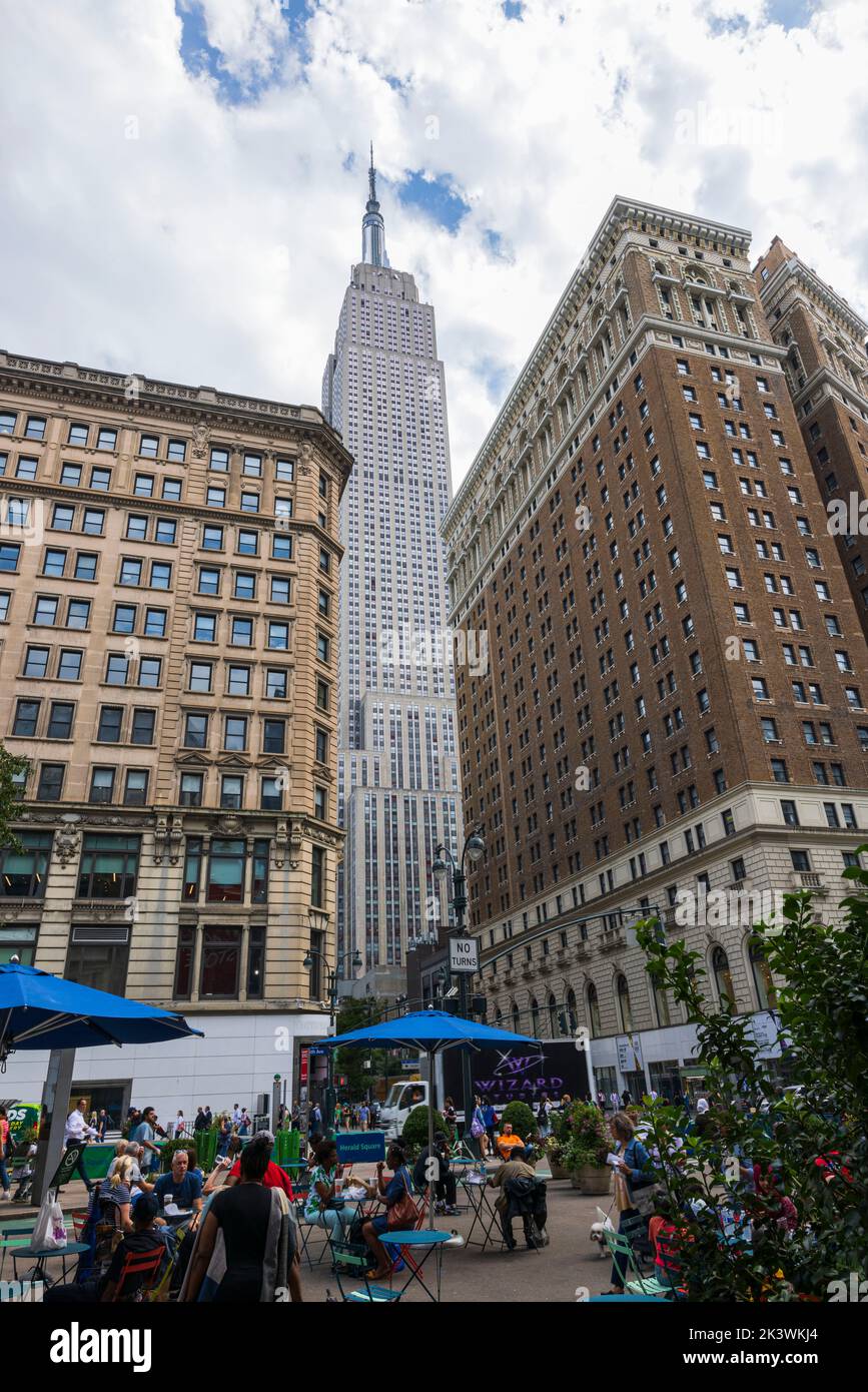 Beautiful view of Empire State Building between two buildings and ...