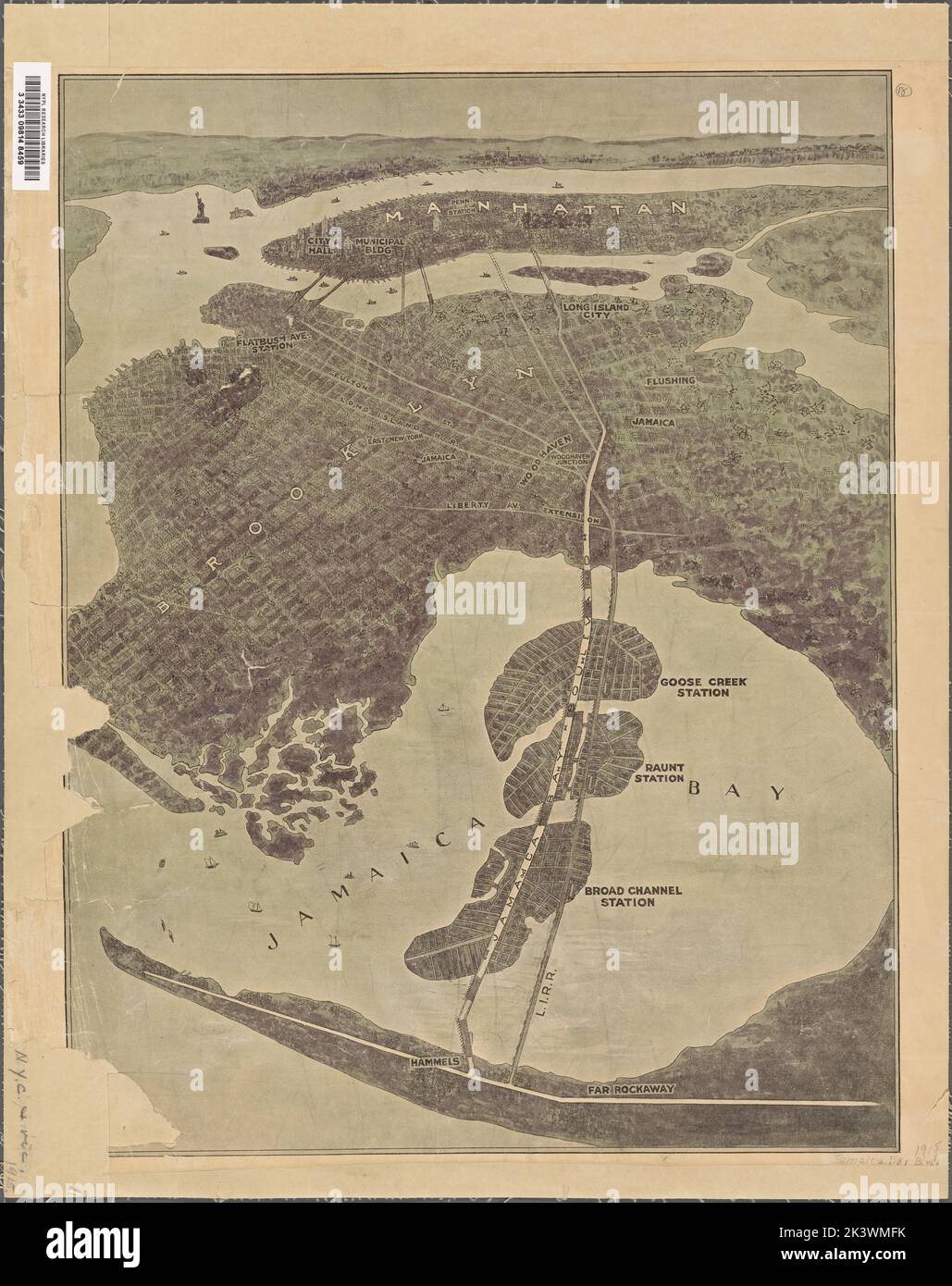 Birdseye view of greater New York showing Jamaica Bay Boulevard 1915 ...
