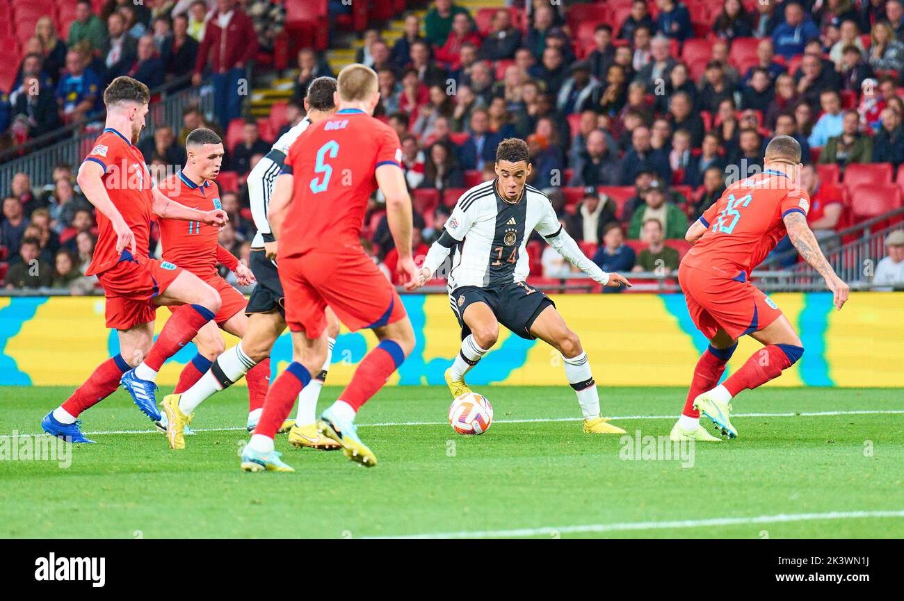 Jamal Musiala, DFB 14 compete for the ball, tackling, duel, header ...
