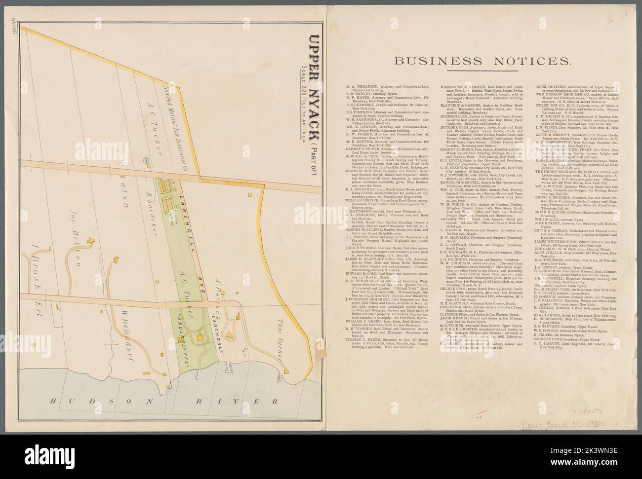 Upper Nyack Cartographic. Maps, Cadastral maps. 1890. Lionel Pincus and ...