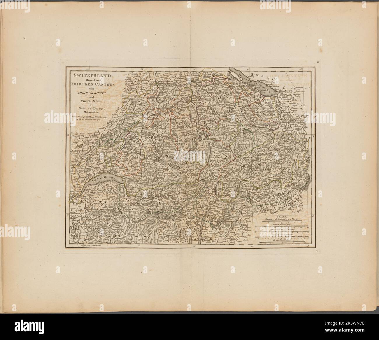 Switzerland divided into thirteen cantons with their subjects and their ...