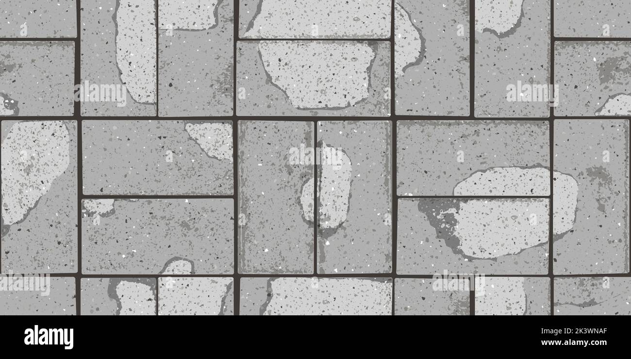 Pavement with interlocking textured cracked old bricks seamless pattern ...