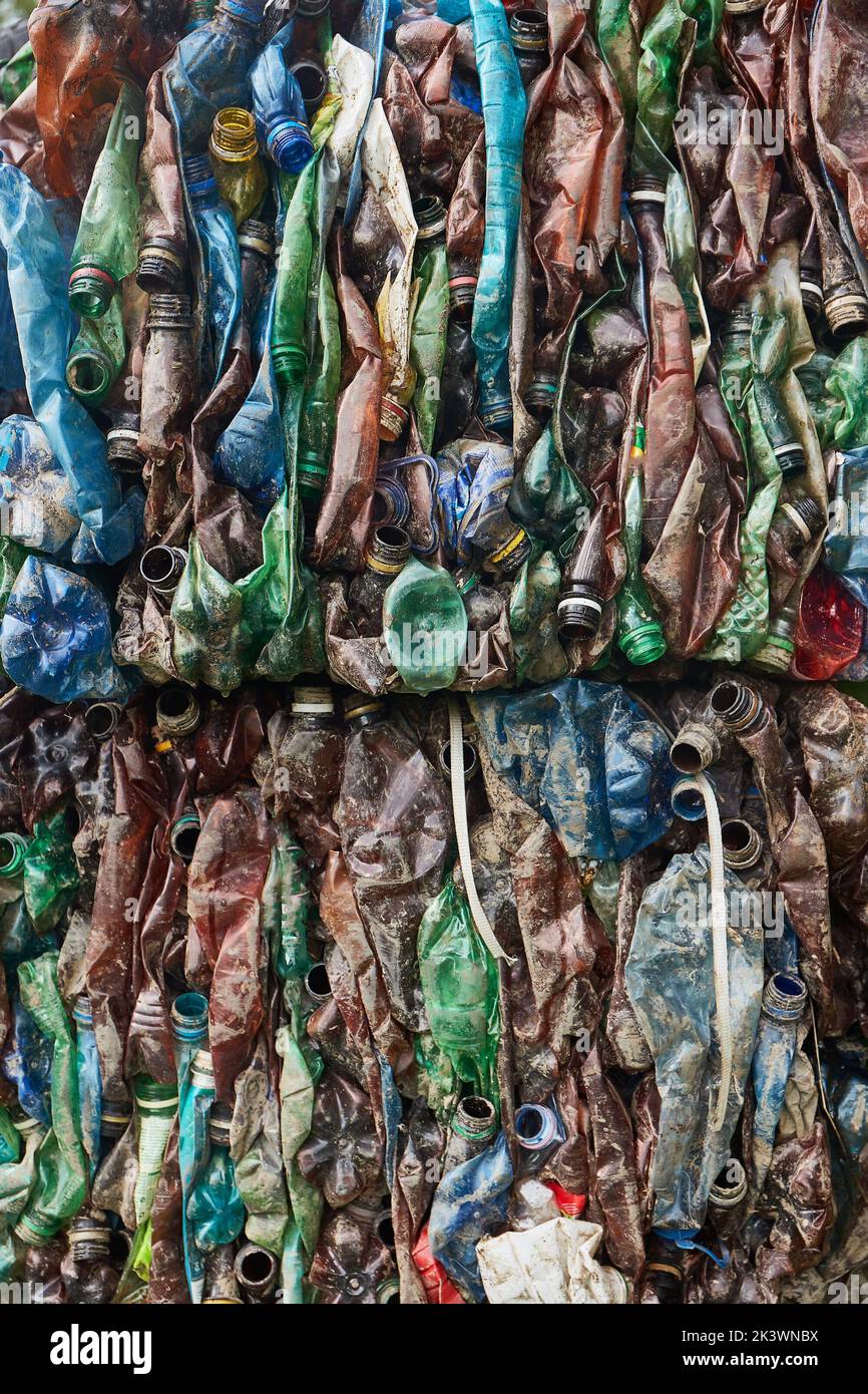 Plastic bottles in bales for waste recycling Stock Photo - Alamy
