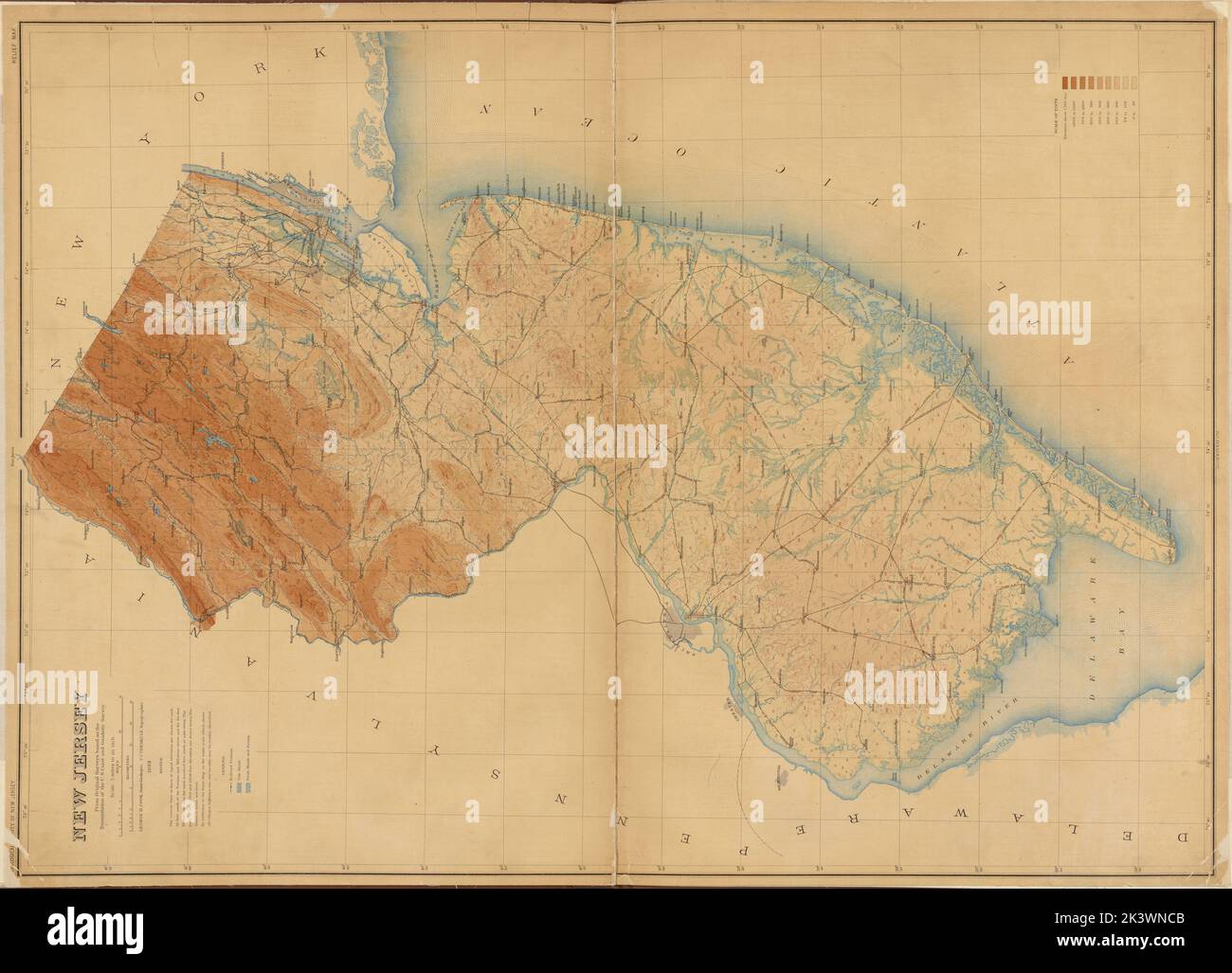 New Jersey, Double Page Sheet No. 19 Map of New Jersey Relief Map ...