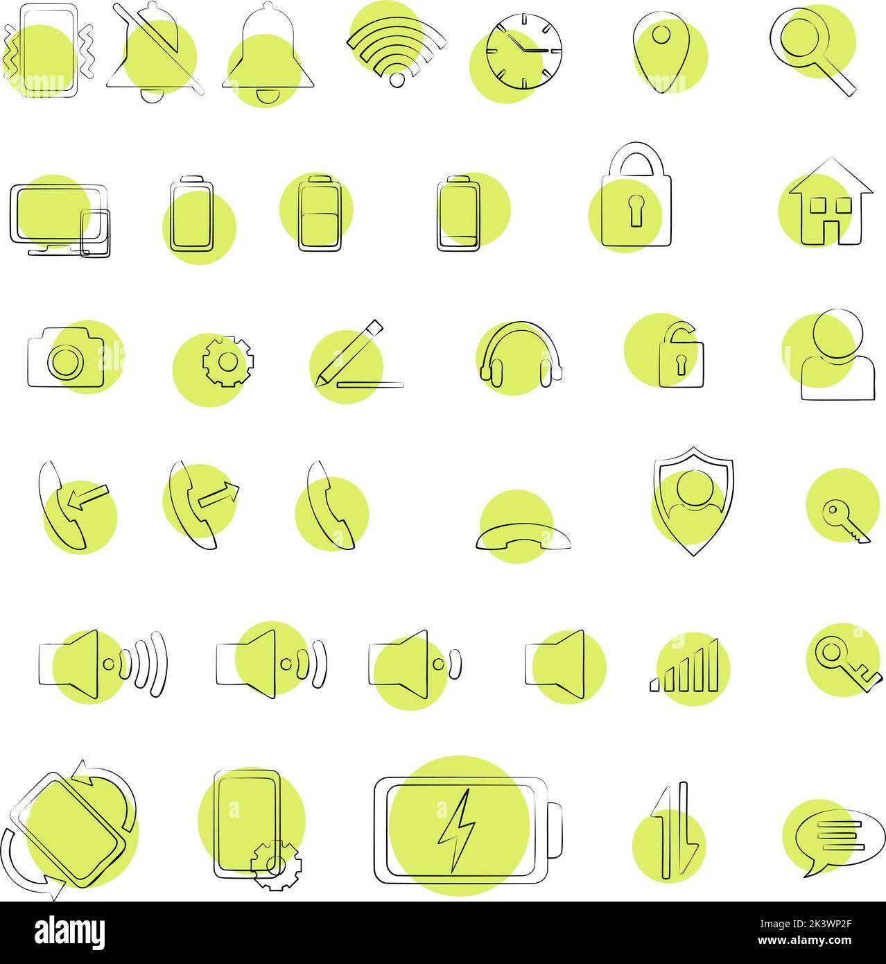 Mobile Icons Set Collection Lines Style In Vector Format Stock Vector