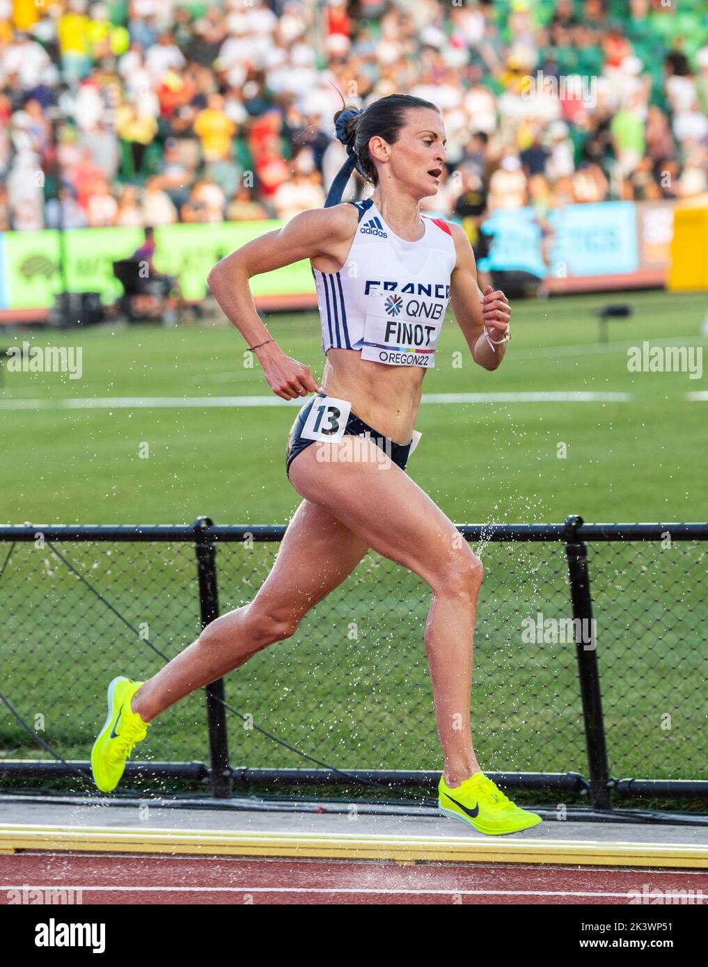 Alice Finot of France competing in the women’s 3000m steeplechase final ...
