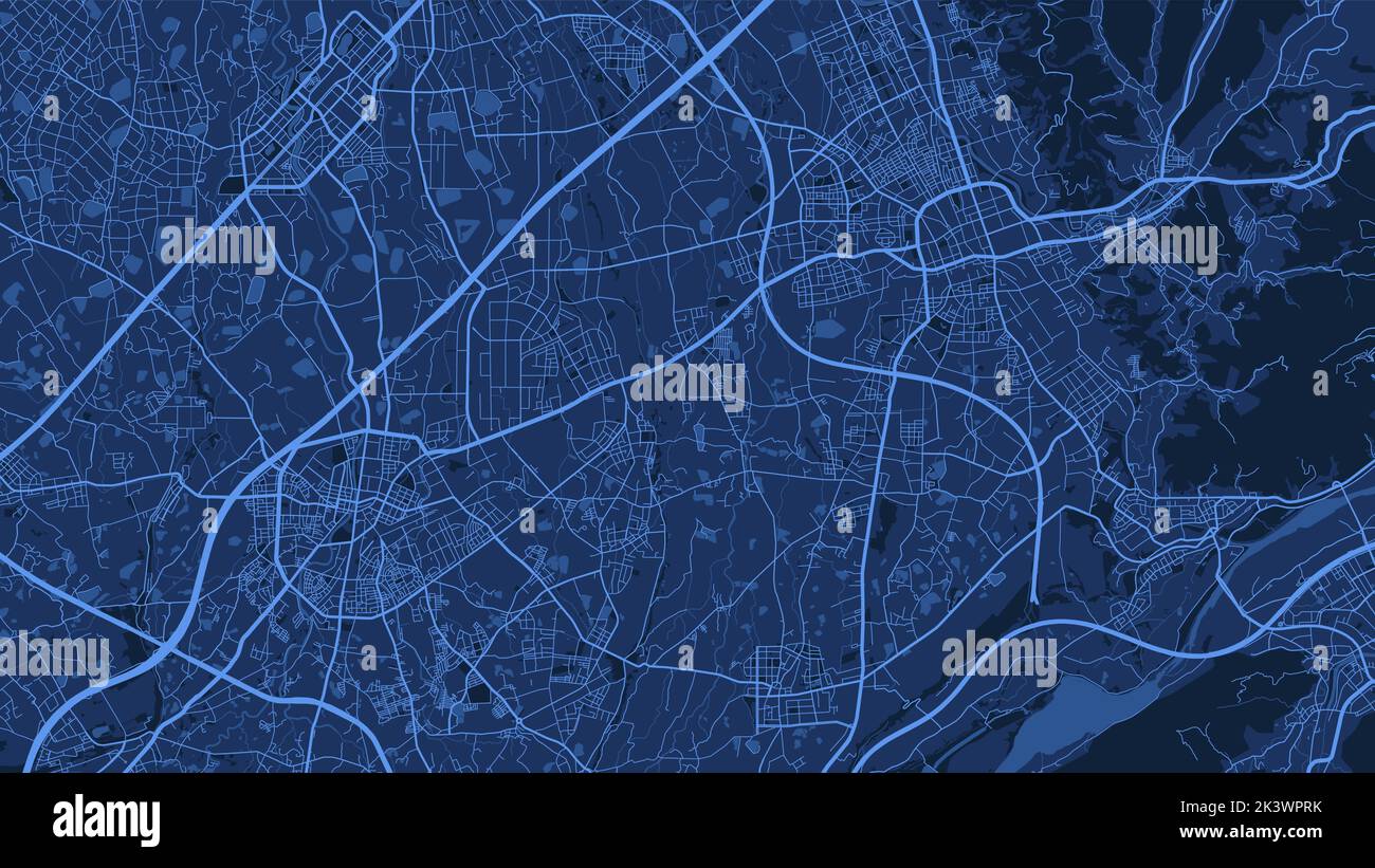 Detailed vector map poster of Taoyuan city administrative area. Blue ...