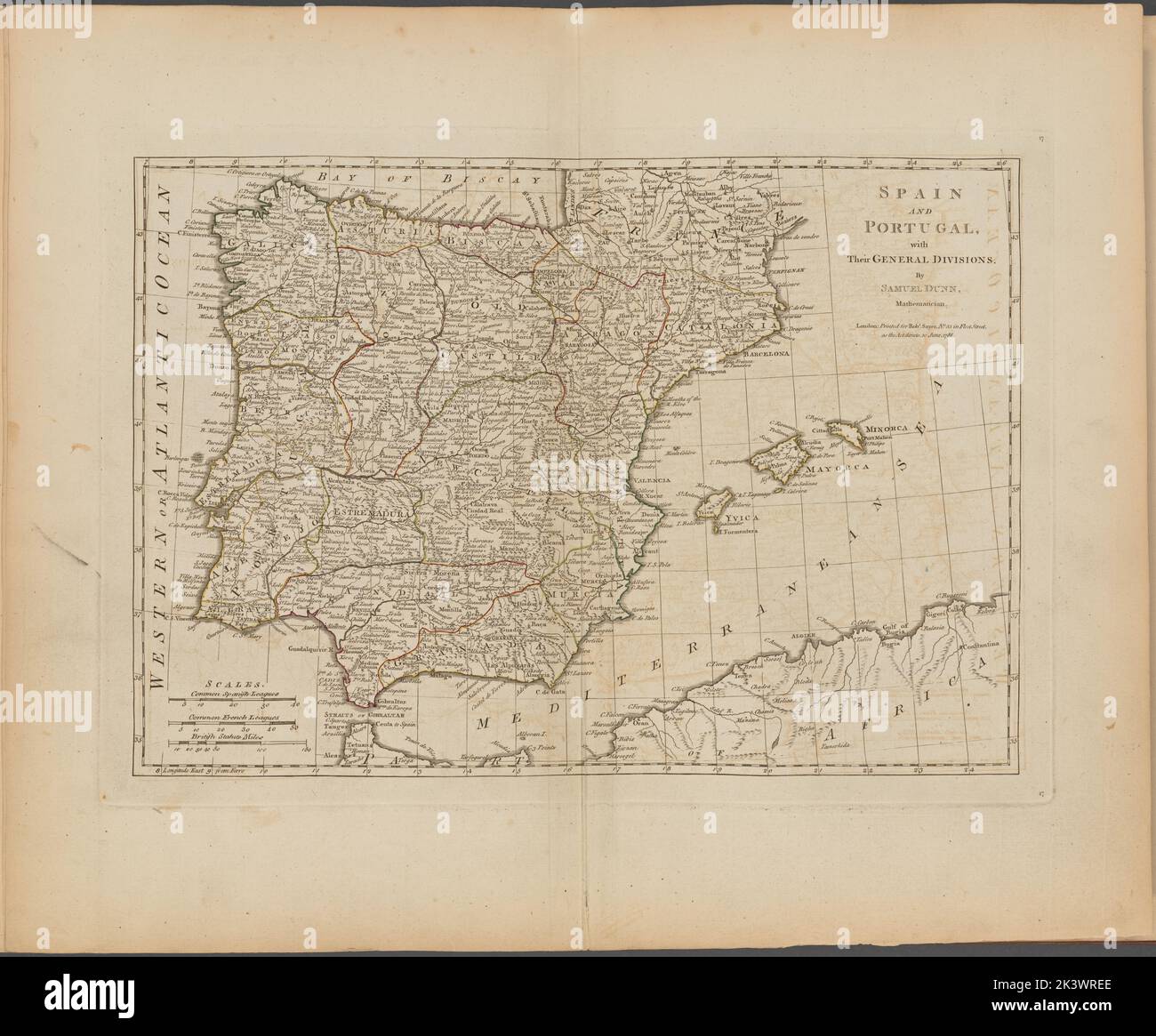 Spain and Portugal, with their general divisions 1786. Dunn, Samuel, d ...