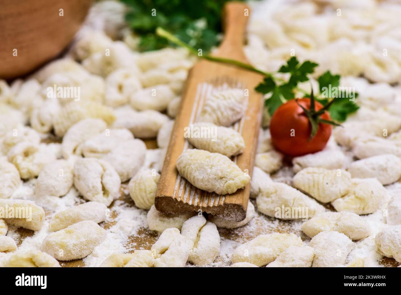 Preparation of gnocchi.Traditional Italian food Stock Photo - Alamy