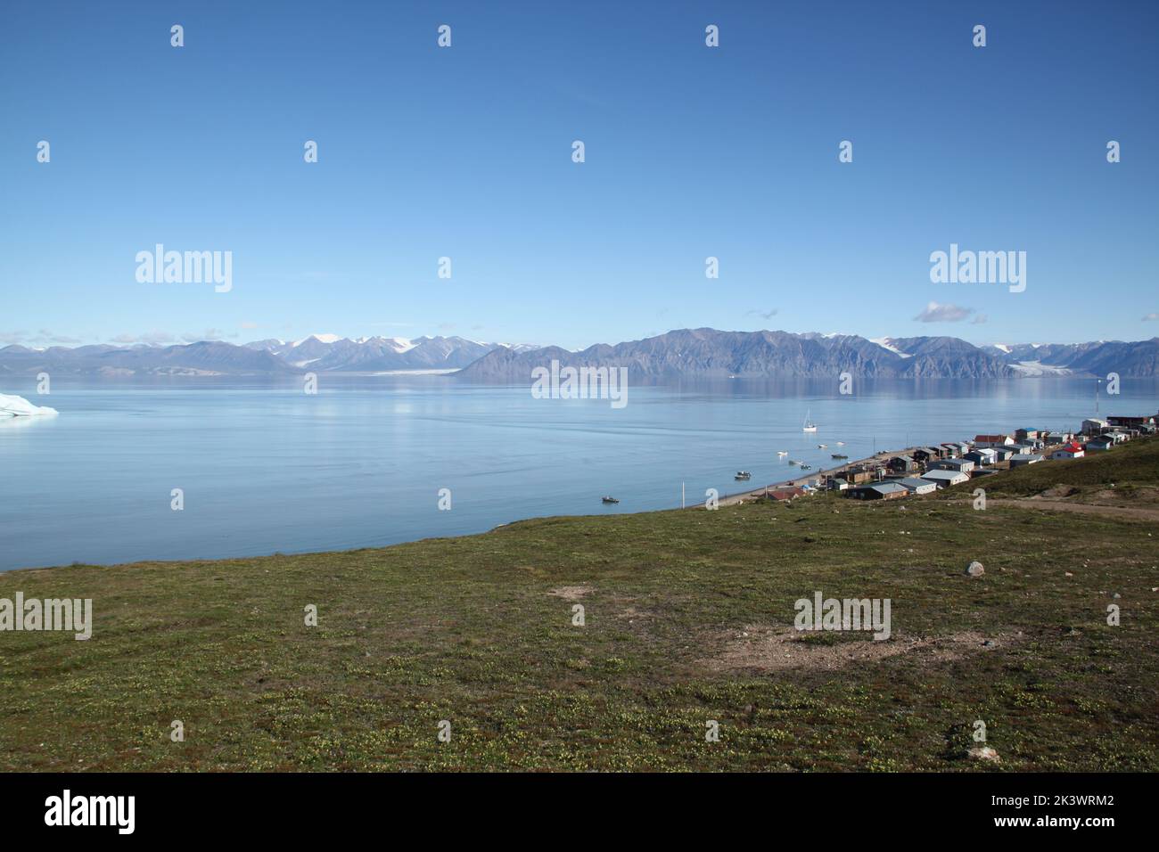 View of the community of Pond Inlet and Lancaster Sound, in the ...