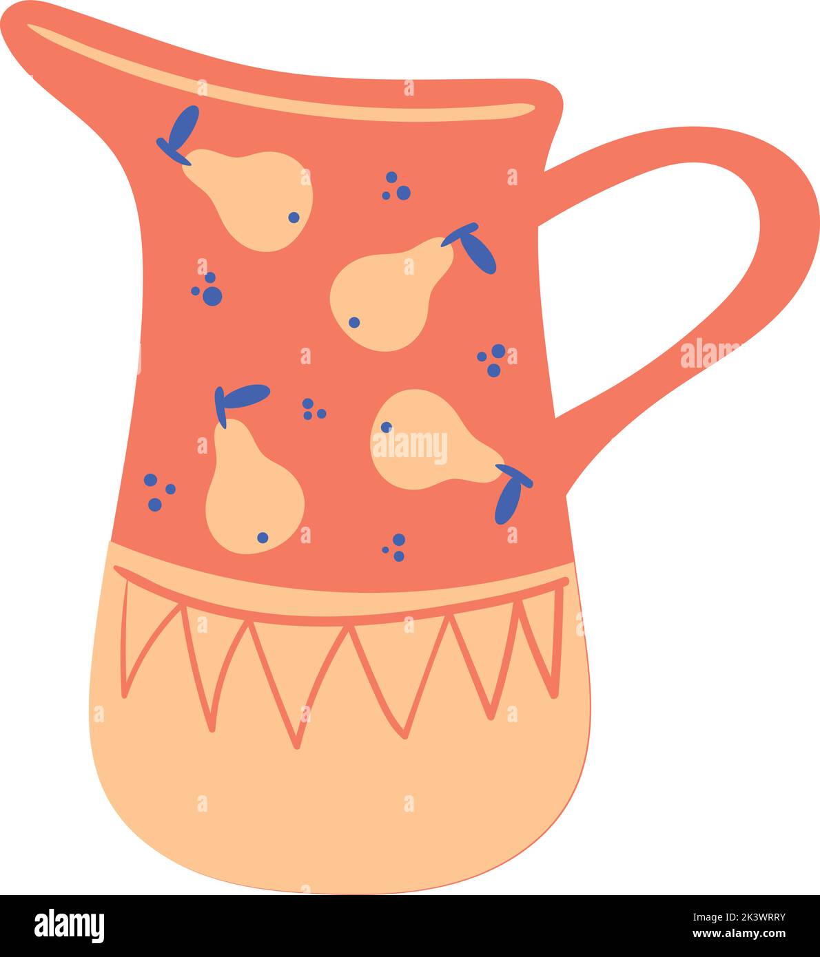 Cute rustic pitcher. Hand drawn ceramic jug isolated on white ...