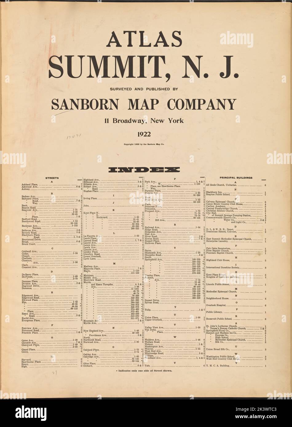 Atlas Summit, N.J. surveyed and published by Sanborn map company. 11 ...