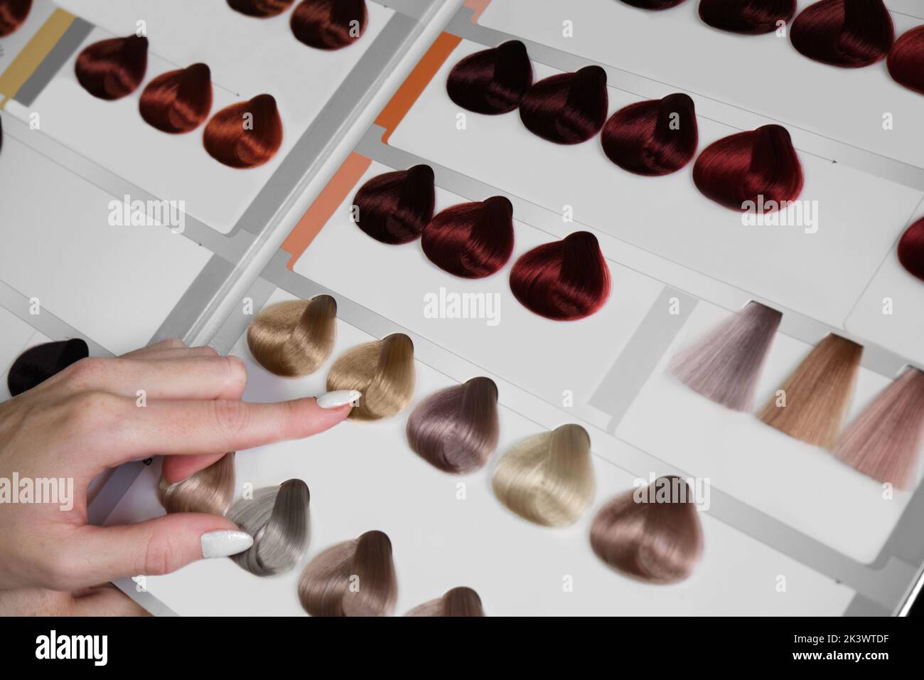 Close-up color palette for hair coloring in hairdresser's salon Stock ...