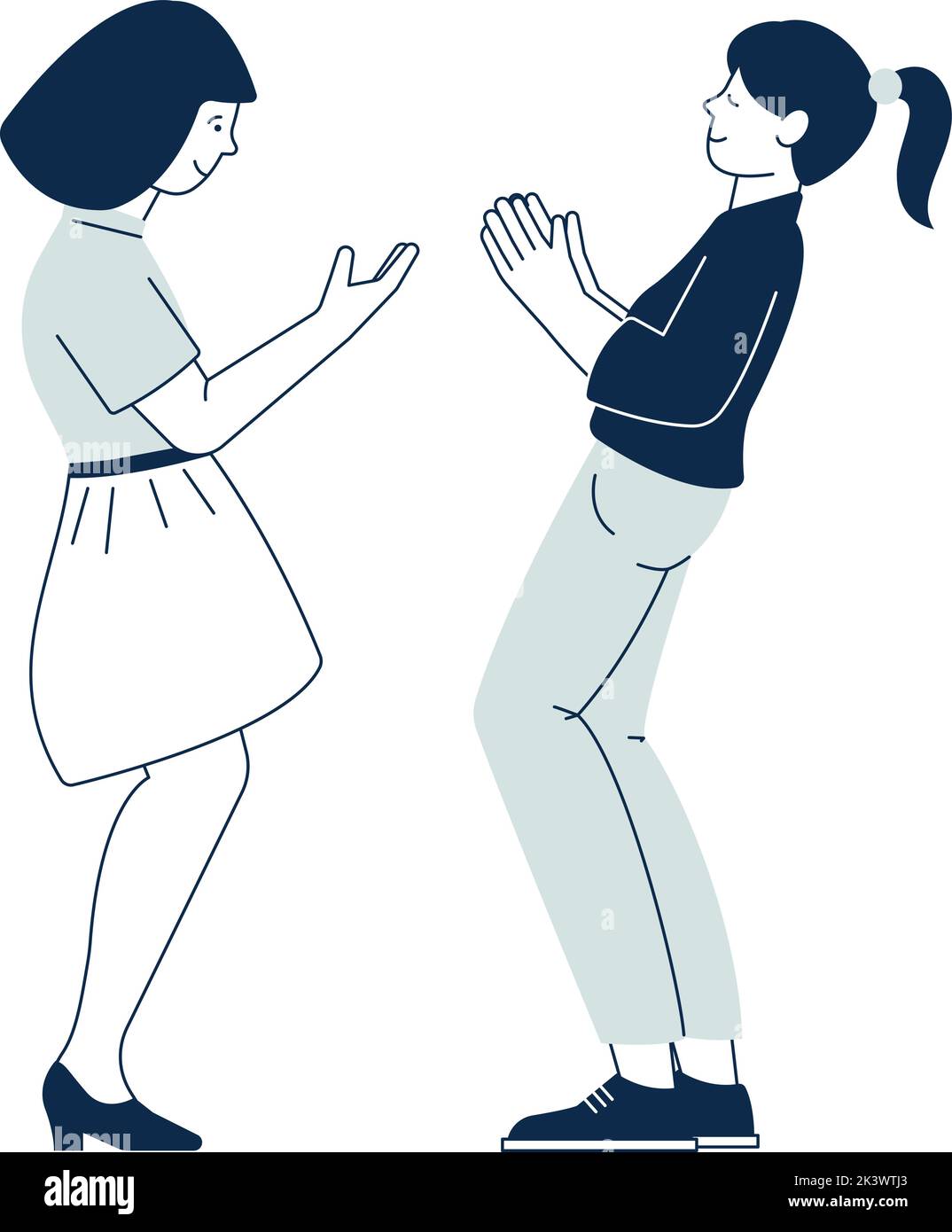 Happy friends talking. Women having good conversation Stock Vector ...