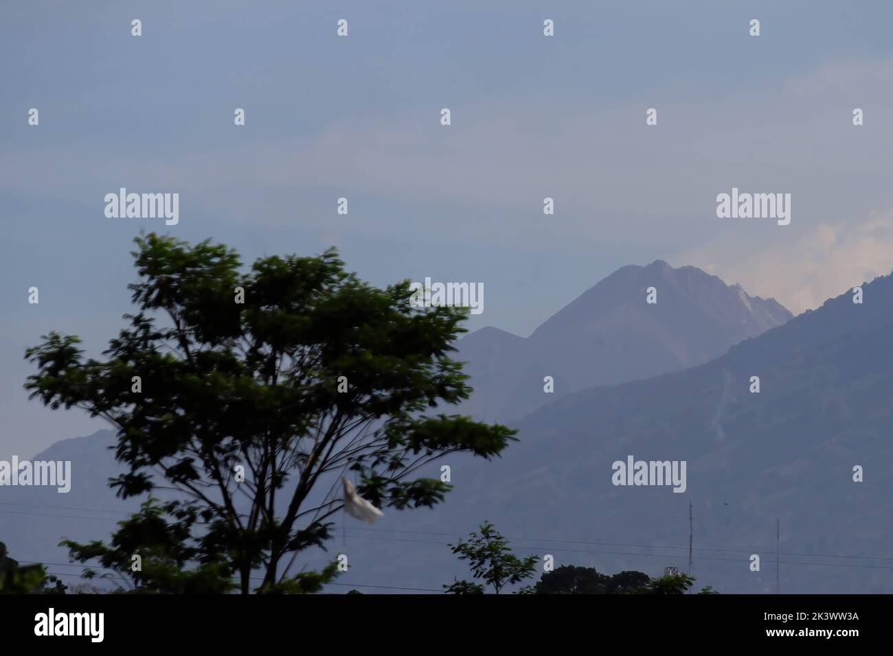 General view of the Merapi Volcano activity seen from Salatiga, Central ...