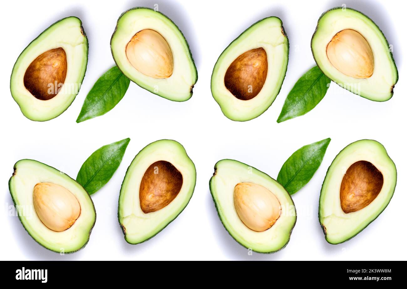 Avocado pattern. Avocado on white background. Tropical abstract ...