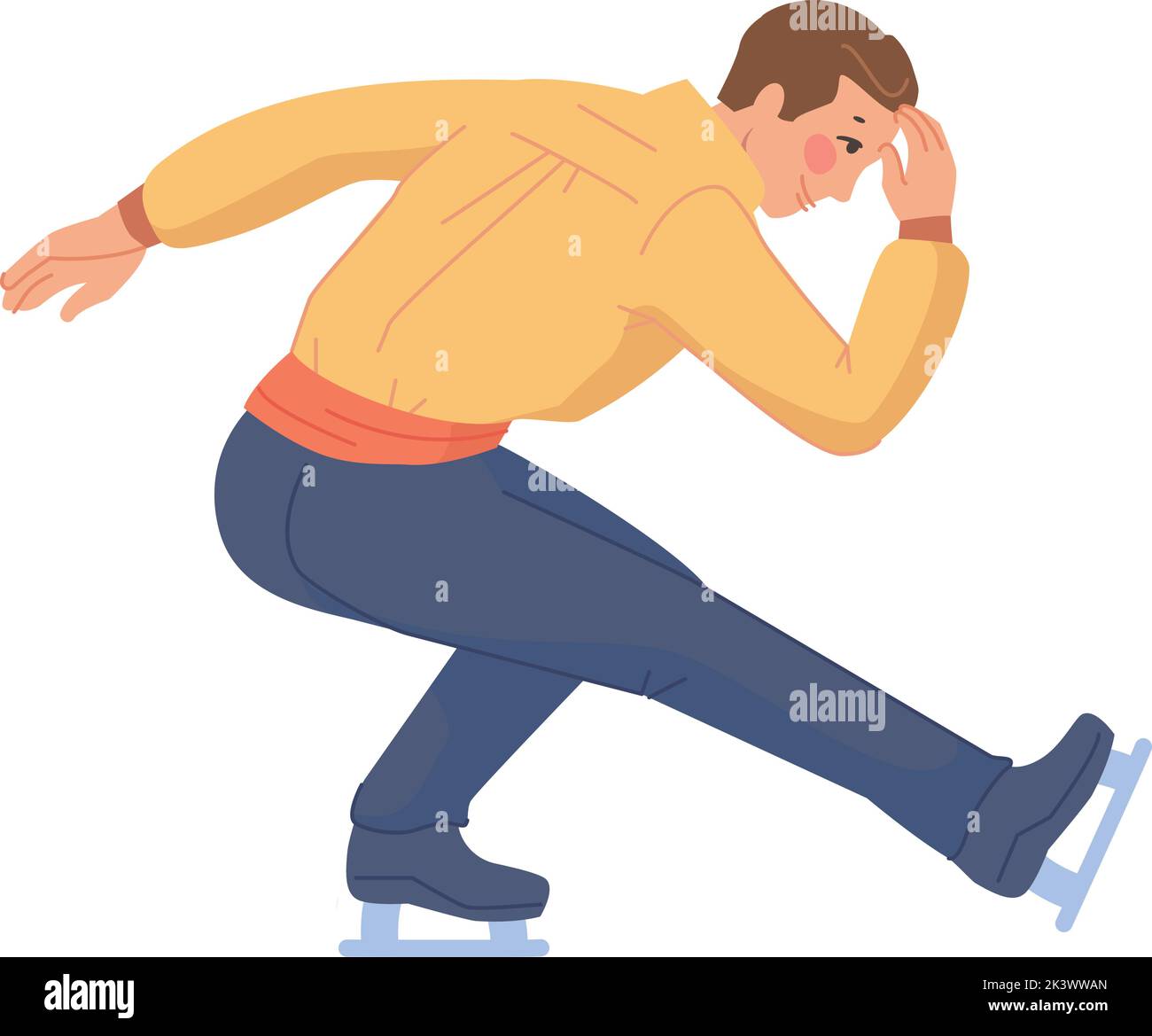 Man figure skating. Shotgun spin in ice sport game isolated on white ...