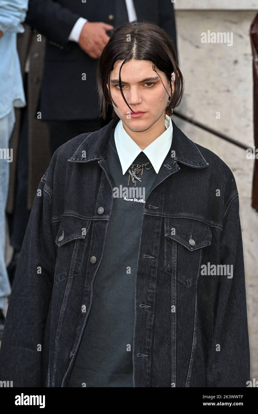 Soko arriving at the Acne Studios show during Paris Fashion Week in ...