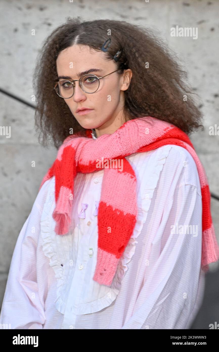Ella Emhof arriving at the Acne Studios show during Paris Fashion Week ...