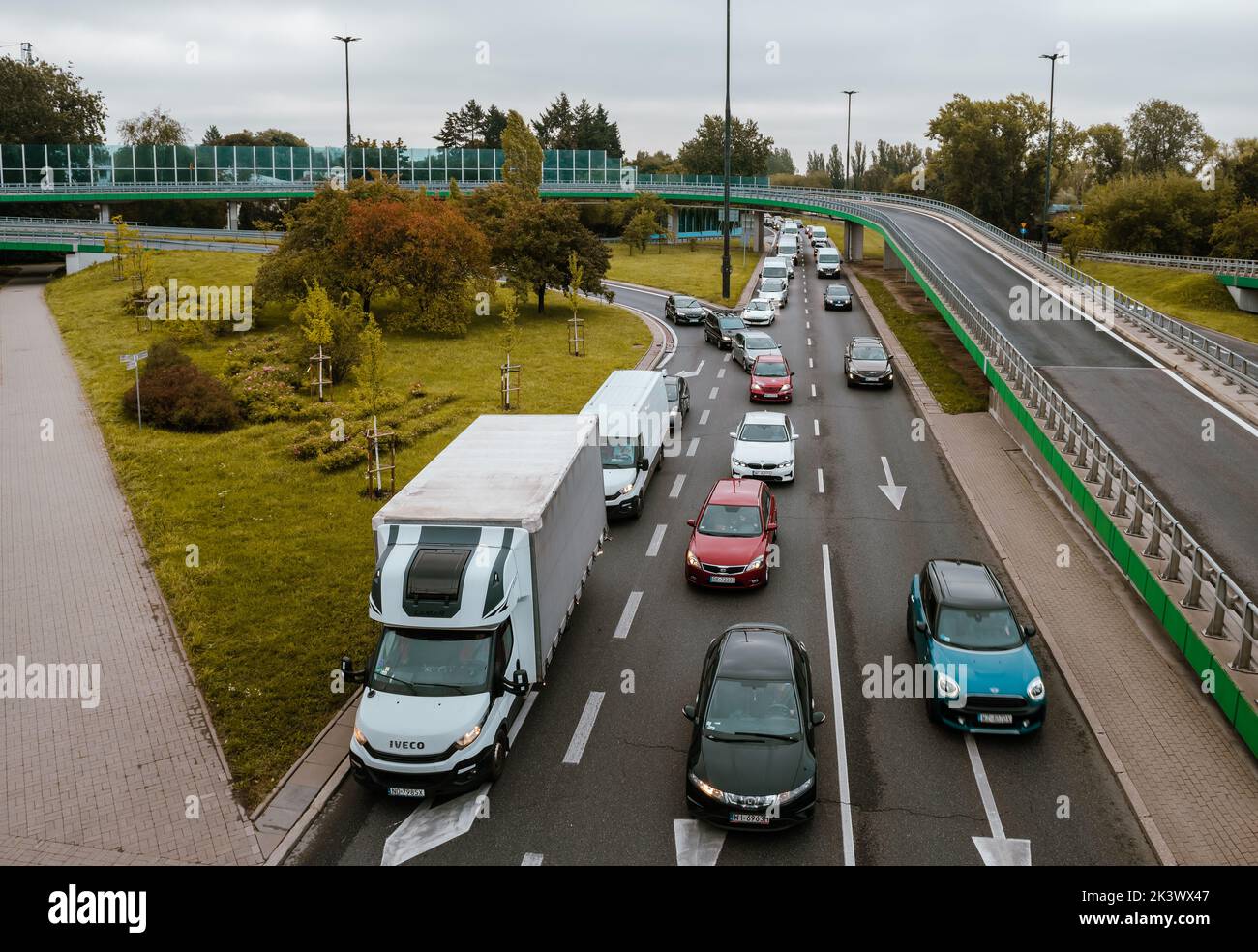 Cars are moving on the freeway and the road junction Stock Photo - Alamy