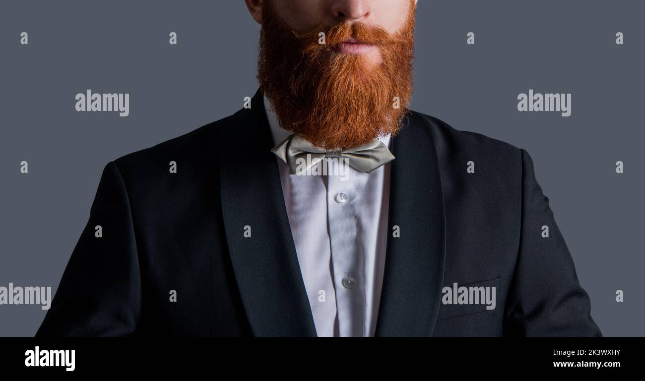 Man crop view with beard. Unshaven face with red beard and mustache ...