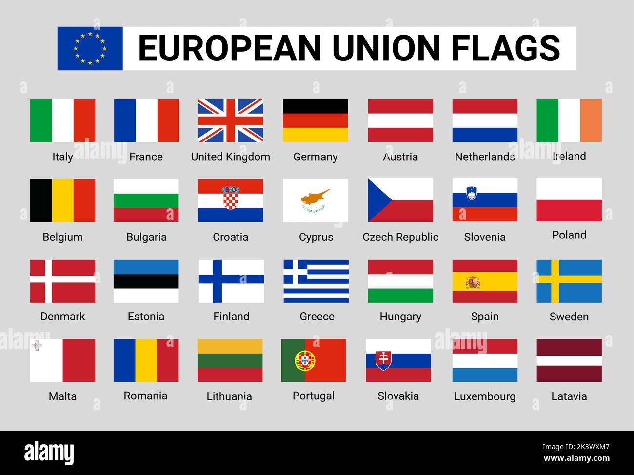 European union flag icon. Germany Austria Belgium Poland european nation world union EU flags ...