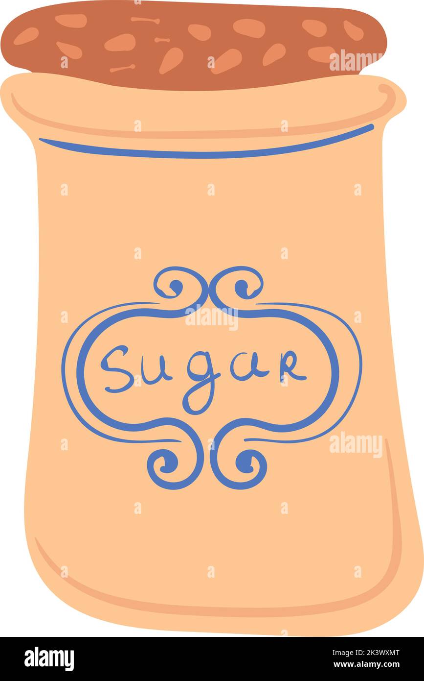 Sugar jar icon. Hand drawn kitchen dishware isolated on white ...