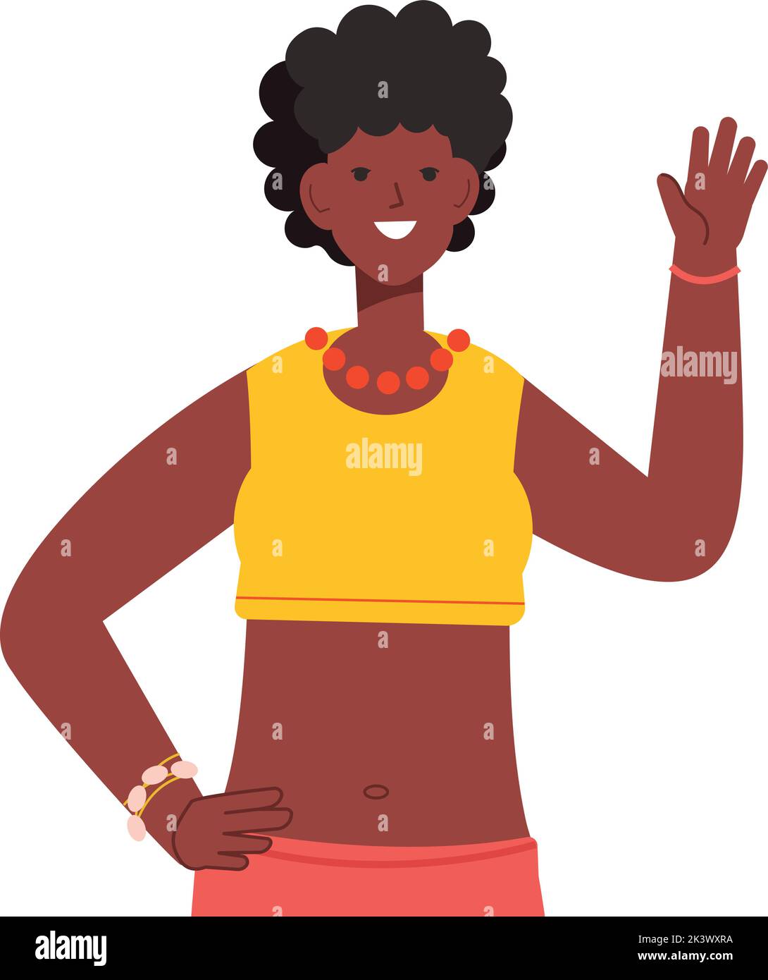 Young woman greeting gesture. Person says hello isolated on white ...