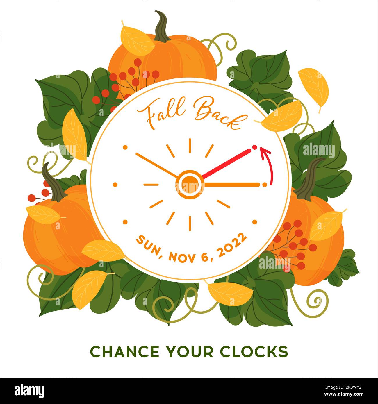 Fall Back 2022. Changing clocks to winter time, banner. Daylight Saving ...
