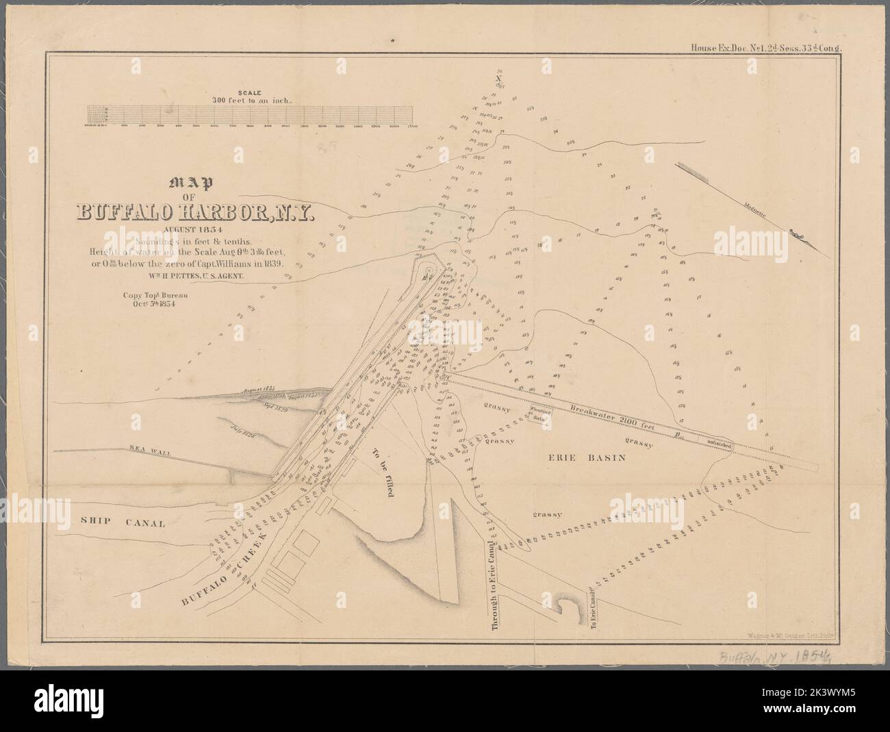 Map of Buffalo Harbor, N.Y., August 1854 Cartographic. Maps, Nautical ...