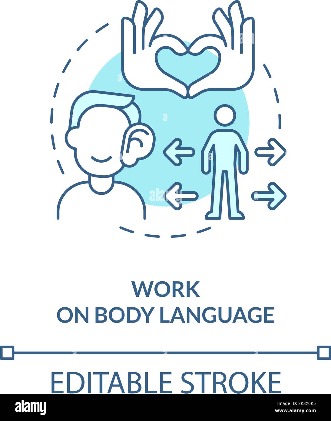 Work on body language blue concept icon Stock Vector Image & Art - Alamy