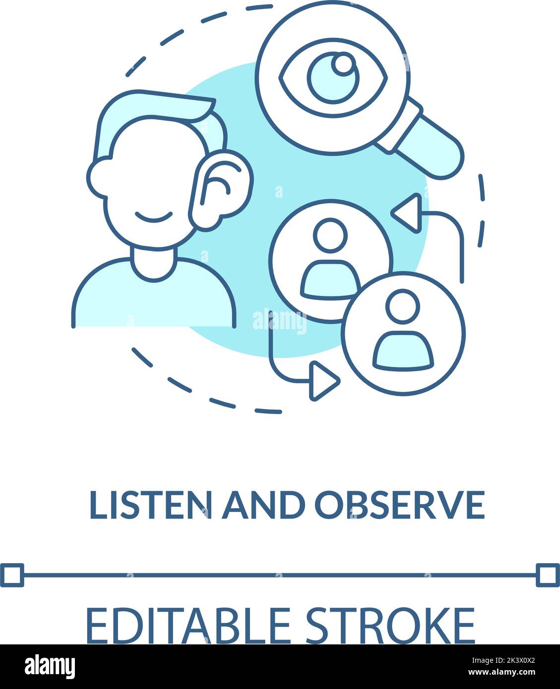 Listen and observe blue concept icon Stock Vector Image & Art - Alamy