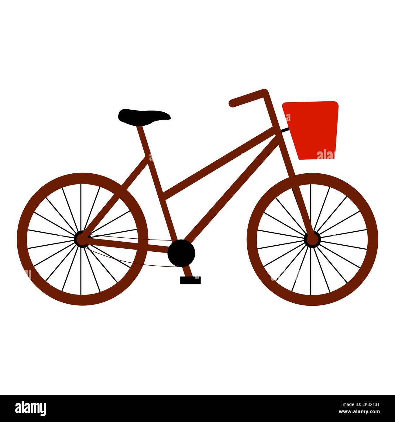 Vector illustration of bicycle or bike with basket in cartoon flat ...