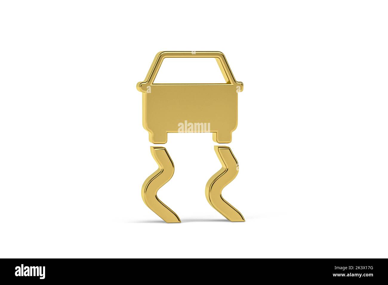 Golden 3d car dashboard icon isolated on white background - 3d render ...