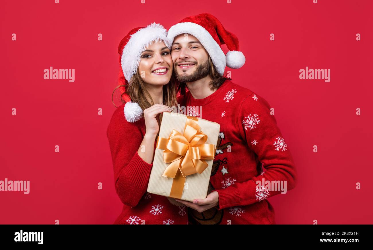 Best holiday. happy family share presents in winter. merry christmas ...