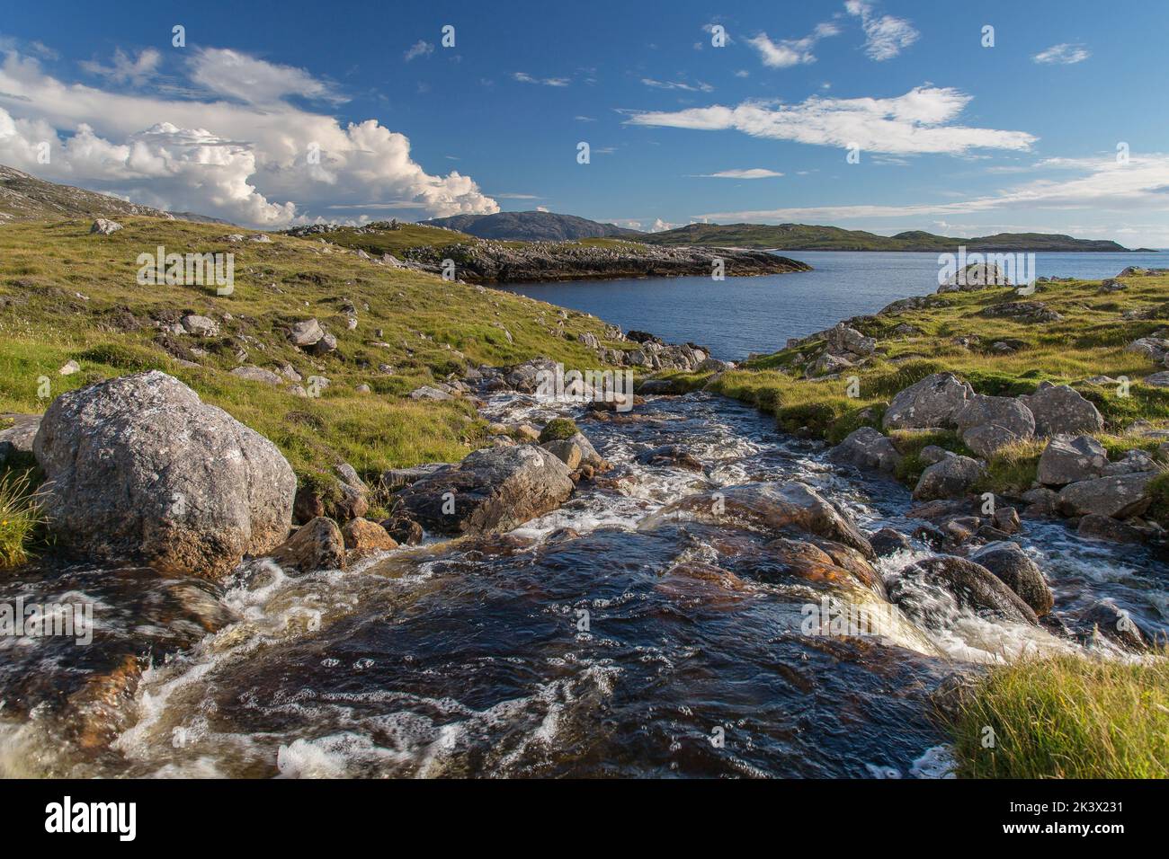 Abhainn Hotaroil flowing to the sea, Mealasta, Lewis, Isle of Lewis ...