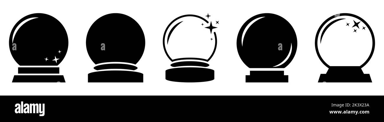 Crystal ball icon set. Vector illustration isolated on white background ...