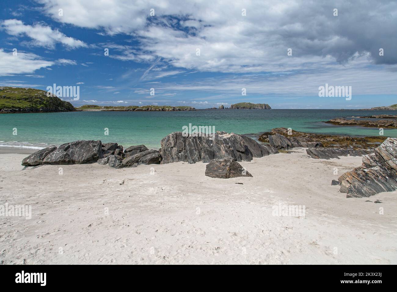 Rocks on White Sand and Turquoise Sea at Bosta Beach, Bernera, Great ...