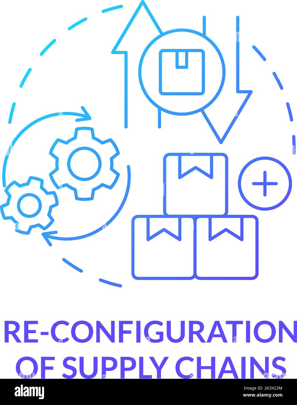 Reconfiguration of supply chains blue gradient concept icon Stock ...